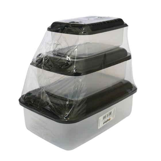 Conjunto com 3 Potes Tapoer PMG Transparente com Preto - Inplast - Pote ... Conjunto com 3 Potes Tapoer PMG Transparente com Preto - Inplast - Pote ...