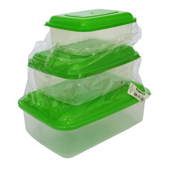 Conjunto com 3 Potes Tapoer PMG Transparente com Verde - Inplast - Pote ... Conjunto com 3 Potes Tapoer PMG Transparente com Verde - Inplast - Pote ...