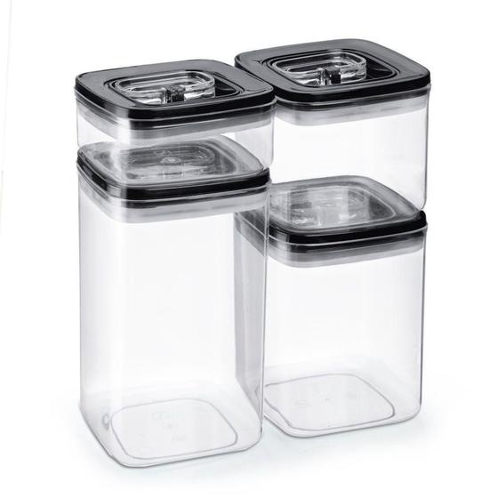 Conjunto Com 4 Potes Herméticos Quadrados - Preto - Arthi - Pote ...