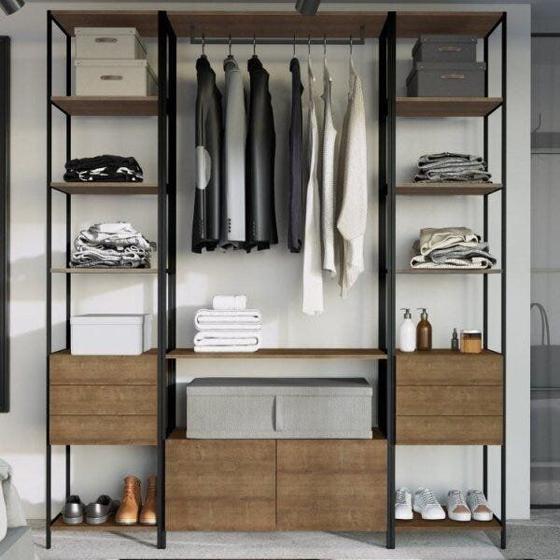 Conjunto de 3 Estantes Guarda-Roupa para Closet com 8 Gavetas ...
