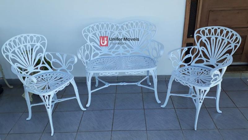 Conjunto de Banco e 2 Poltronas Para Jardim Primavera em Alumínio ...