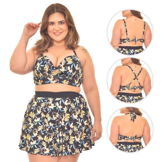 Conjunto De Biquini Plus Size Conforto Com Saia 2 Em 1 Até O 56 Dulce