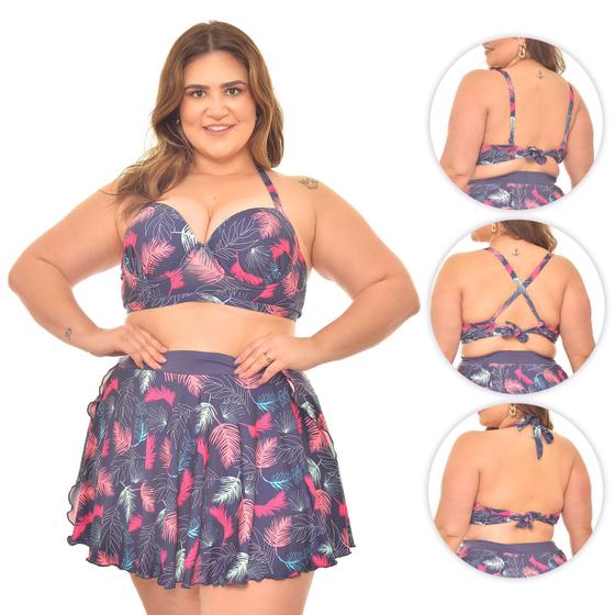 Conjunto De Biquini Plus Size Conforto Com Saia 2 Em 1 Até O 56 Dulce