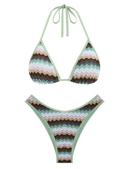 Conjunto de biquíni Seamoly Halter Neck Swimsuit Crochet Mint Green XS ...