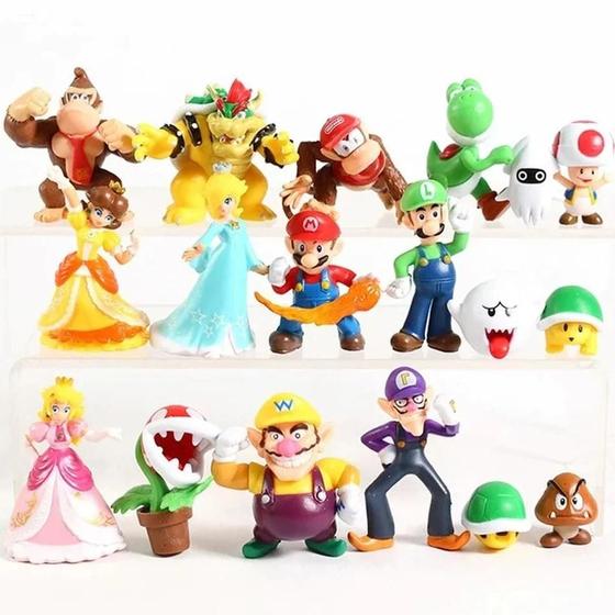 Conjunto De Bonecos De Ação Super Mario Bros 6-18pcs Luigi Yoshi Donkey ...