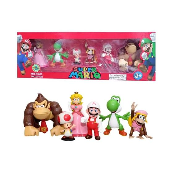 Conjunto De Bonecos De Ação Super Mario Bros 6 Unidades Luigi Yoshi ...