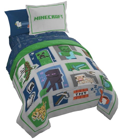 Conjunto de cama Jay Franco Minecraft em tamanho real com edredom e ...