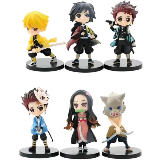 Conjunto De Figuras De Anime Demon Slayer De 7cm 6Pcs Kamado Tanjirou ...