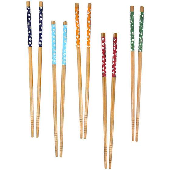 Conjunto De Hashi Em Madeira 24Cm 5 Pares Decorado Colors - Toda Casa ...