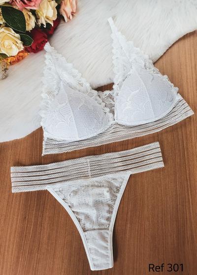 Conjunto de lingerie com renda calcinha e sutiã com bojo super ...