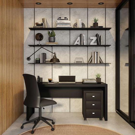 Conjunto de Mesa de Escritório Retangular e Gaveteiro Franklin 3 GV ...