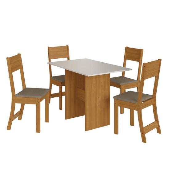 Conjunto de Mesa Sala de Jantar Carla com 4 Cadeiras 1,08m Freijó/Off ...