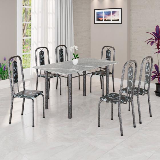 Conjunto de Mesa Tubular 140cm X 75cm Tampo Granito Topázio com 6 ...