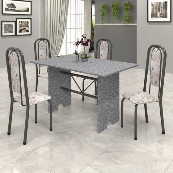 Conjunto de Mesa Tubular 4 Cadeiras 120x75cm Mart Prata com Tampo de ...