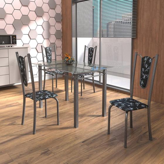 Conjunto de Mesa Tubular 4 Cadeiras 120x75cm Mart Prata com Tampo de ...