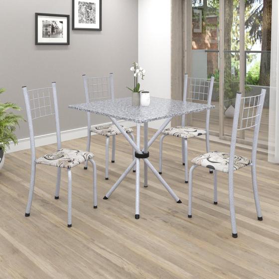 Conjunto de Mesa Tubular 70x70cm Tampo em Granito com 4 Cadeiras Dany ...
