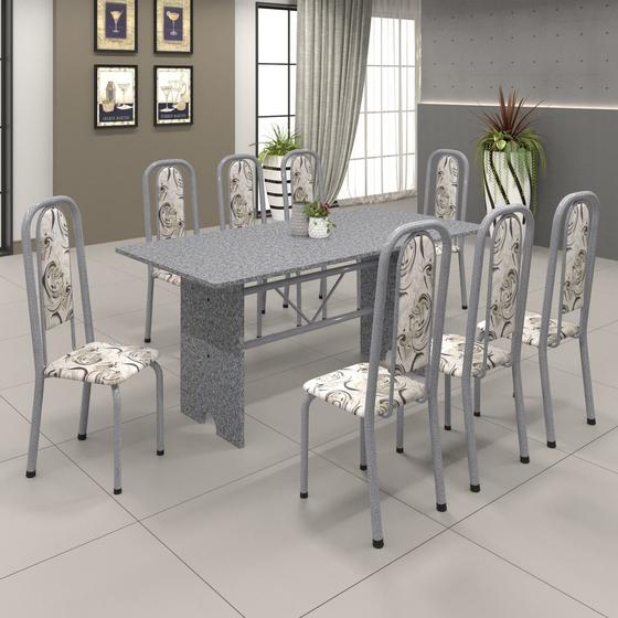 Conjunto de Mesa Tubular 8 Cadeiras 180x75cm Mart Perola com Tampo de ...