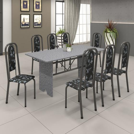 Conjunto de Mesa Tubular 8 Cadeiras 180x75cm Mart Prata com Tampo de ...