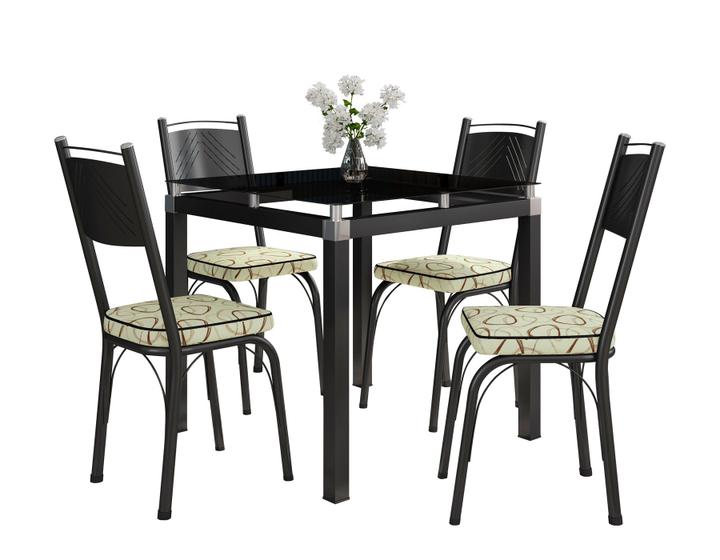 Conjunto De Mesa Tubular Malva Com 4 Cadeiras 151 Tampo De Vidro 75cm ...