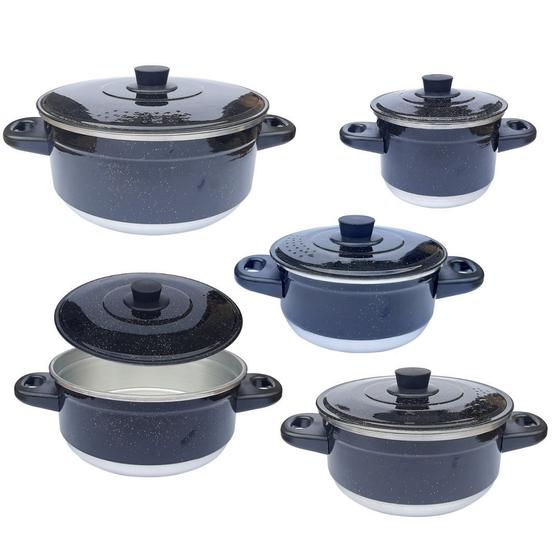 Conjunto de Panela Alumínio Colorido Preto Jogo com 5 peças - TENESIN ...