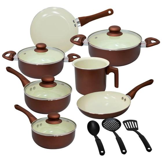 Conjunto de Panelas 10 Peças Roma Antiaderente Cerâmico - Casa Ambiente ...