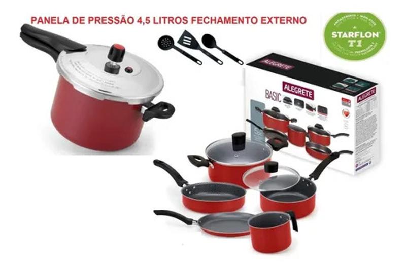Conjunto de Panelas 9 pçs com Antiaderente Teflon + P de Pressão 4,5L ...