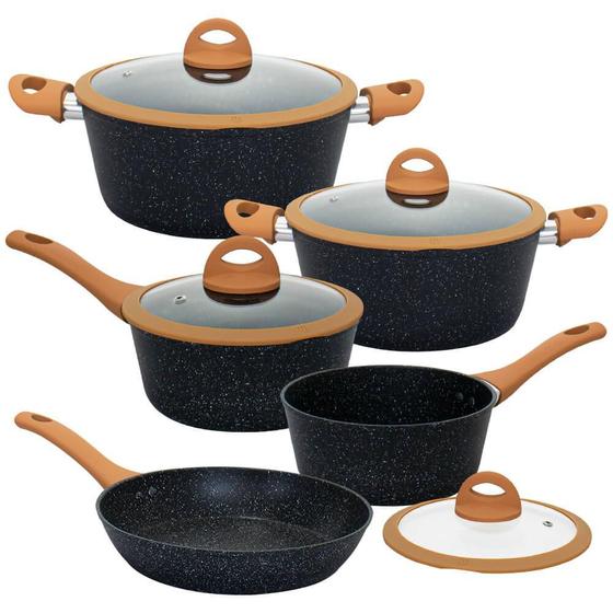 Conjunto de Panelas Revestimento Cerâmica Viena Preto 5 Peças ...