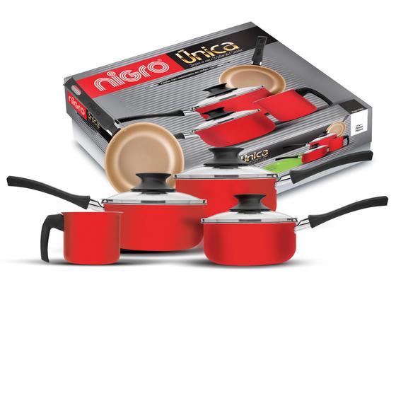 Conjunto de panelas unica 5 peças vermelho/gold c./tampa de - NIGRO ...