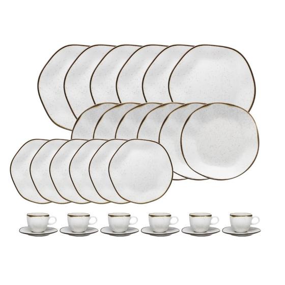 Conjunto De Porcelana Prato Xícara Oxford Ryo Maresia 30 Peças Jogo ...