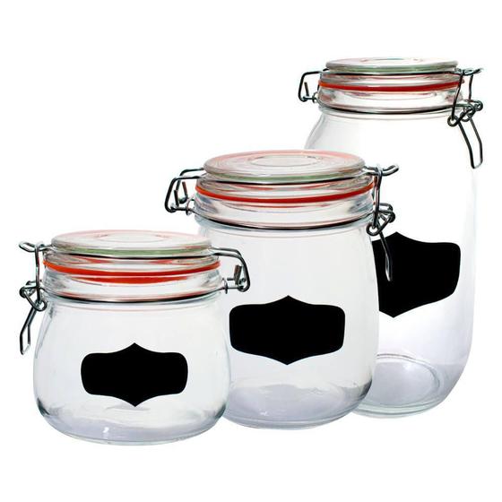 Conjunto de Potes Herméticos em Vidro com 3 Peças da Casambiente - FORT ...