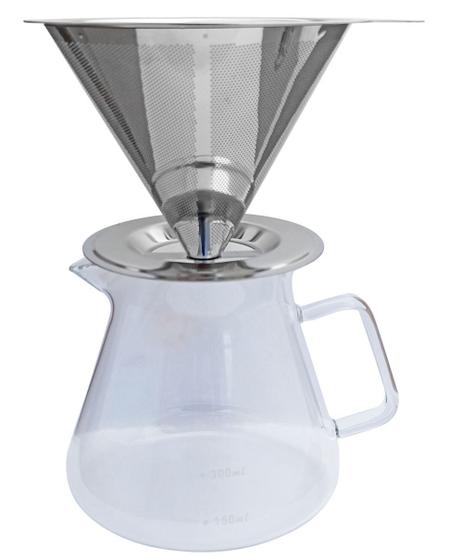Conjunto de Preparo De Café Com Jarra de Vidro 600ml e FIltro Inox 103 ...