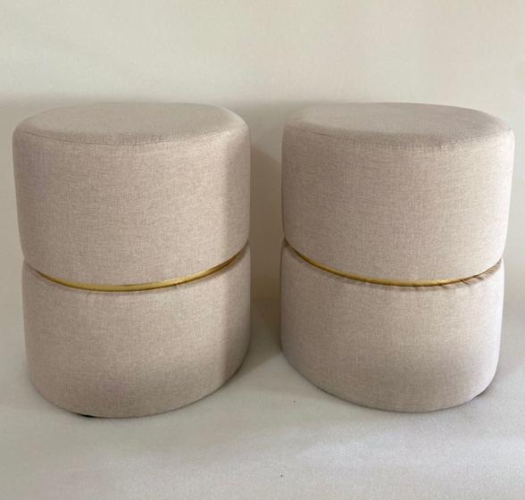 Conjunto de Puff redondo moderno com detalhe cinta para sala de estar ...