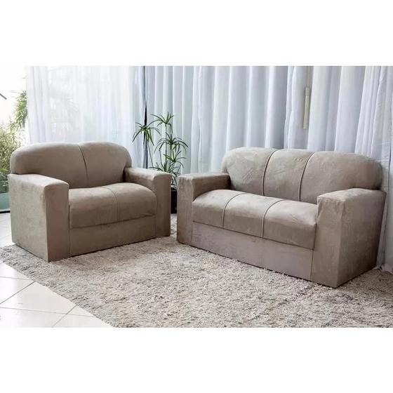 Conjunto de Sofá 2 e 3 lugares Xaropinho - Bege - HB Decor - Conjunto de Sofás - Magazine Luiza
