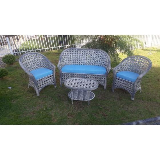 Conjunto de Sofá Fibra Sintética Bali Trançado - 1 Sofá 2L + 2 ...