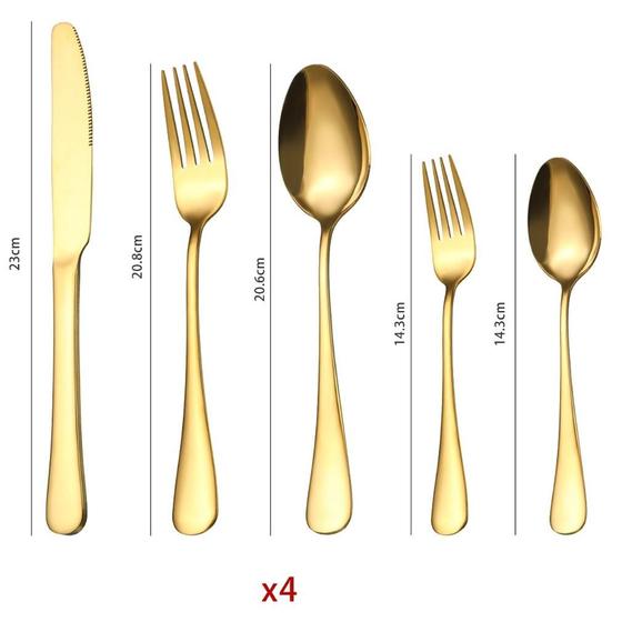 Conjunto de Talheres 20 Peças em Aço Inox dourado - Kapbom - Faqueiro ...