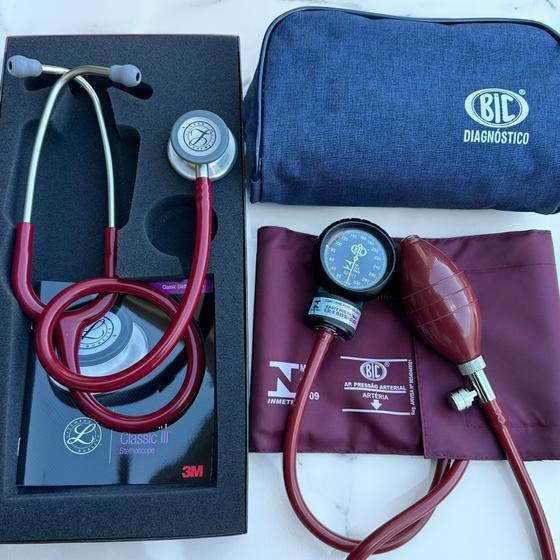 Conjunto Estetoscópio Littmann Classic III 5627 Vinho + Ap. Pressão Bic ...