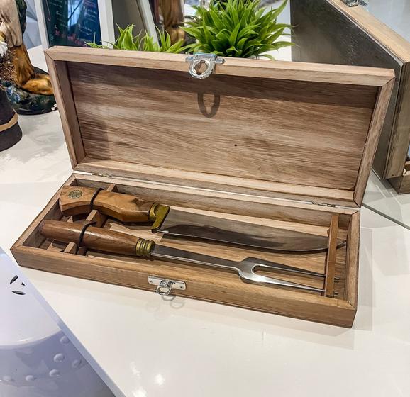 Conjunto Faca Artesanal 8 Polegadas e Garfo para Churrasco com Estojo ...