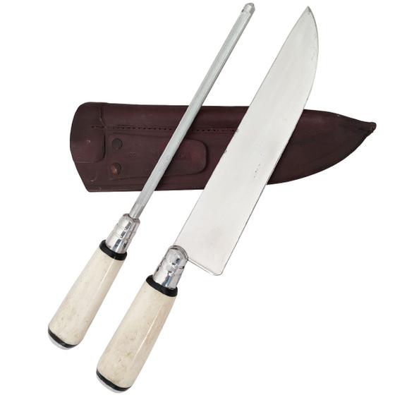Conjunto Faca Para Churrasco 8" E Chaira Estriada Cutelaria Facas ...