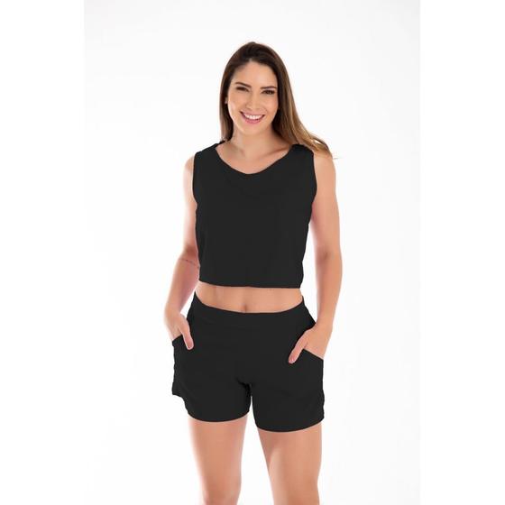 Conjunto Feminino de Short e Cropped de Viscolinho verão 2023 - Vaev ...