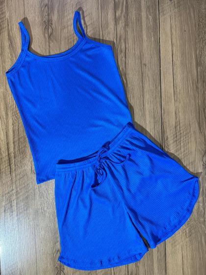 Conjunto feminino shorts e regata feminina malha canelada conforto ...