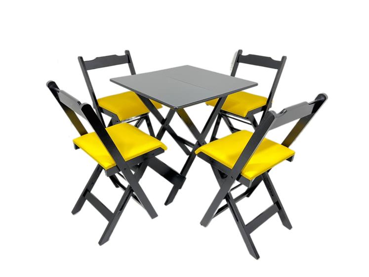 Conjunto Jogo de Mesa 70x70 Com 4 Cadeiras Dobráveis Estofadas - Reisol Móveis - Outros Móveis ...