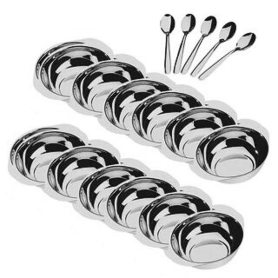 Conjunto Jogo de Sobremesa 24 Peças - 12 Potes 12 Colheres Inox ...