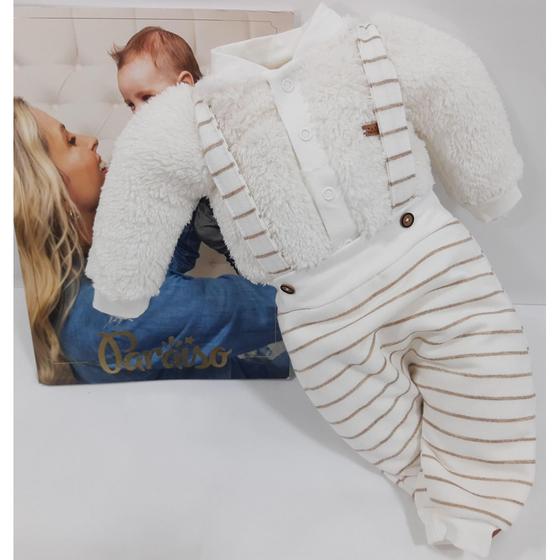 Conjunto Macacão Bebe Menino Jardineira + Body Paraíso 11680 - Roupas ...