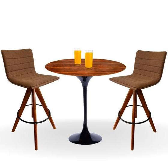 Conjunto Mesa Bistrô Saarinen 70 cm Tampo Pau Ferro Base Altura 105 cm ...