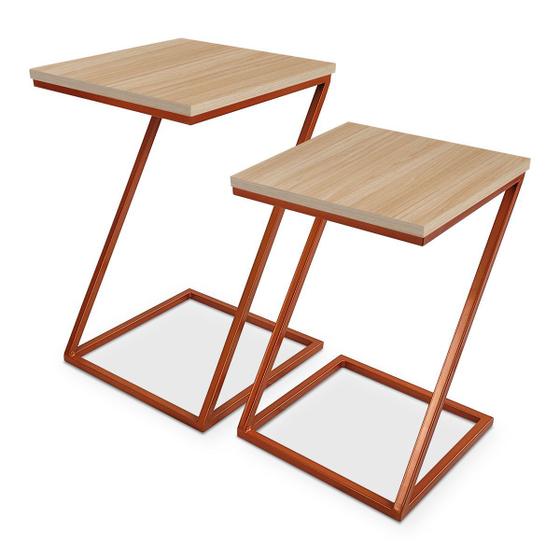 Conjunto Mesa De Canto Industrial Dupla Lateral Sieger Decoração Para ...