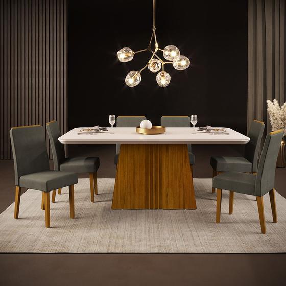 Conjunto Mesa de Jantar Itália Freijó/Off White Com 6 Cadeiras Luna ...