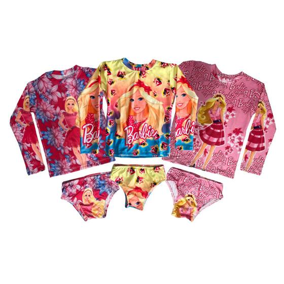 Conjunto Moda Praia Infantil Menina Blusa Térmica Biquini 2 peças ...