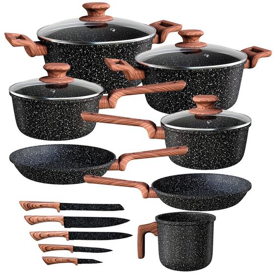 Conjunto Panela Alumínio Antiaderente Cerâmico Indução Jogo Facas ...