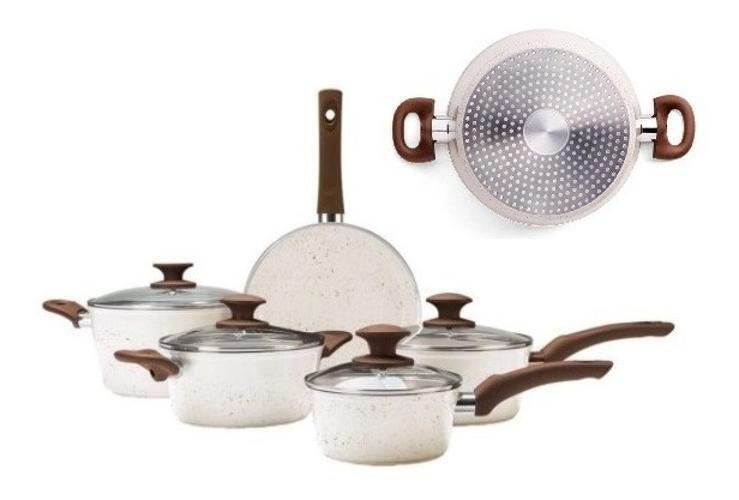 Conjunto Panelas 5 Peças Optima Vanilla Fundo Indução Brinox - Jogo de ...