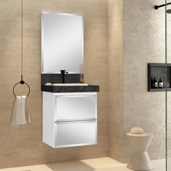 Conjunto para Banheiro com Espelho, Gabinete, Lavatório em Porcelanato ...